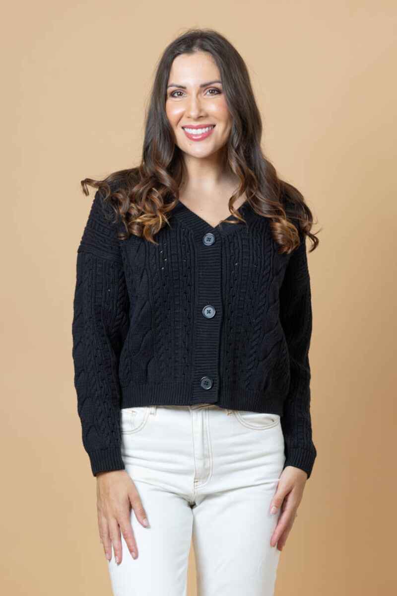 CHARLO Tash Cropped Knit Cardy Black – Paperdoll